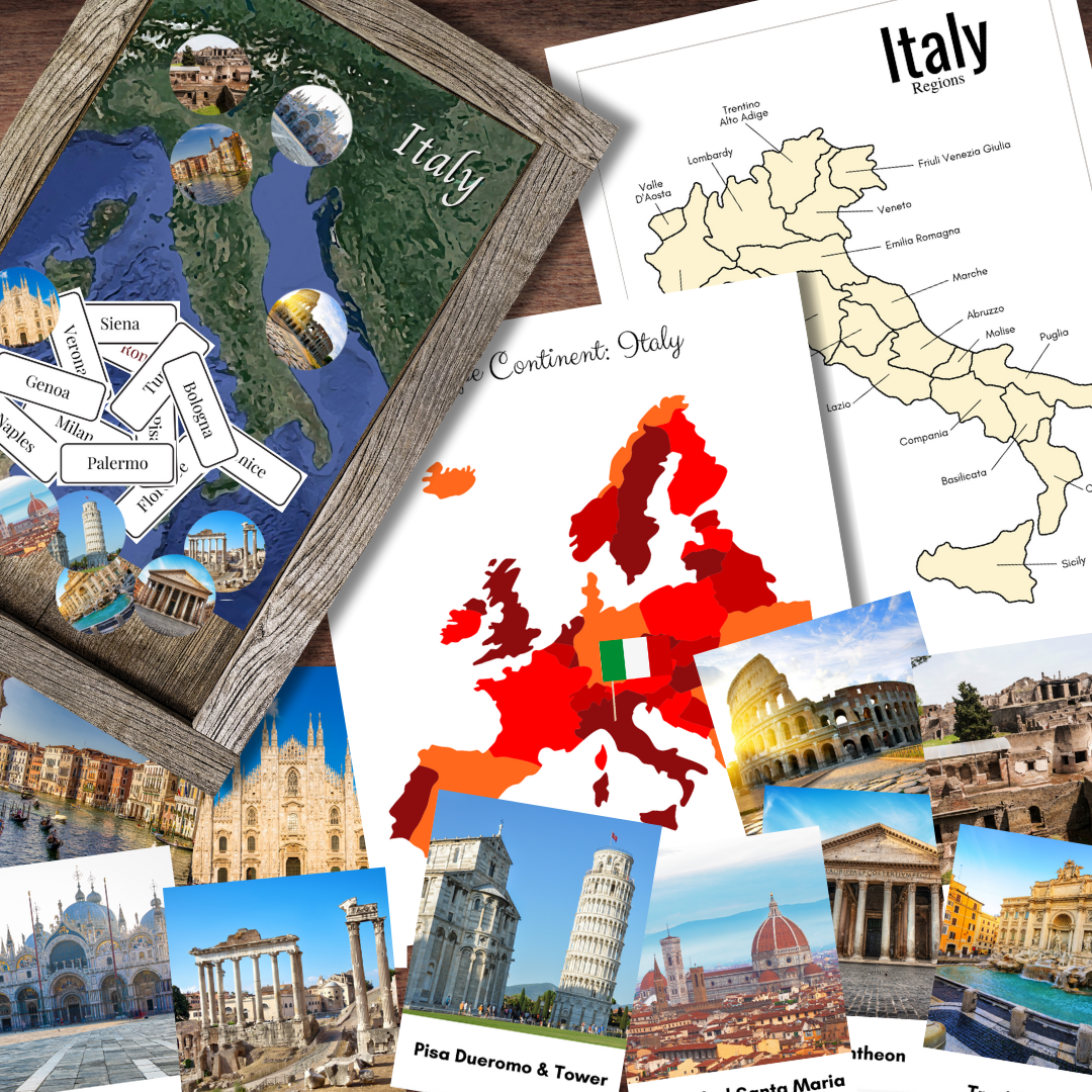 Italy Italian Geography Mini-Study Landmarks, Regions, Cities Map Cont ...