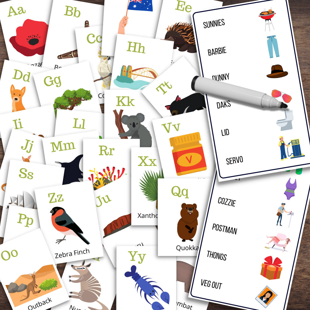 AUSTRALIA Alphabet Language ABC Cards Australian Slang Matching Activi ...