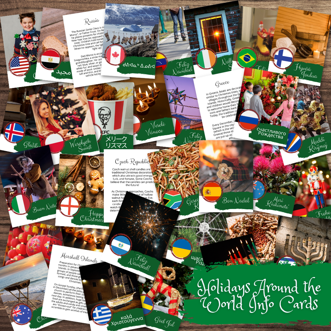 CHRISTMAS Around the WORLD Info Cards - Learn 32 International Traditi ...