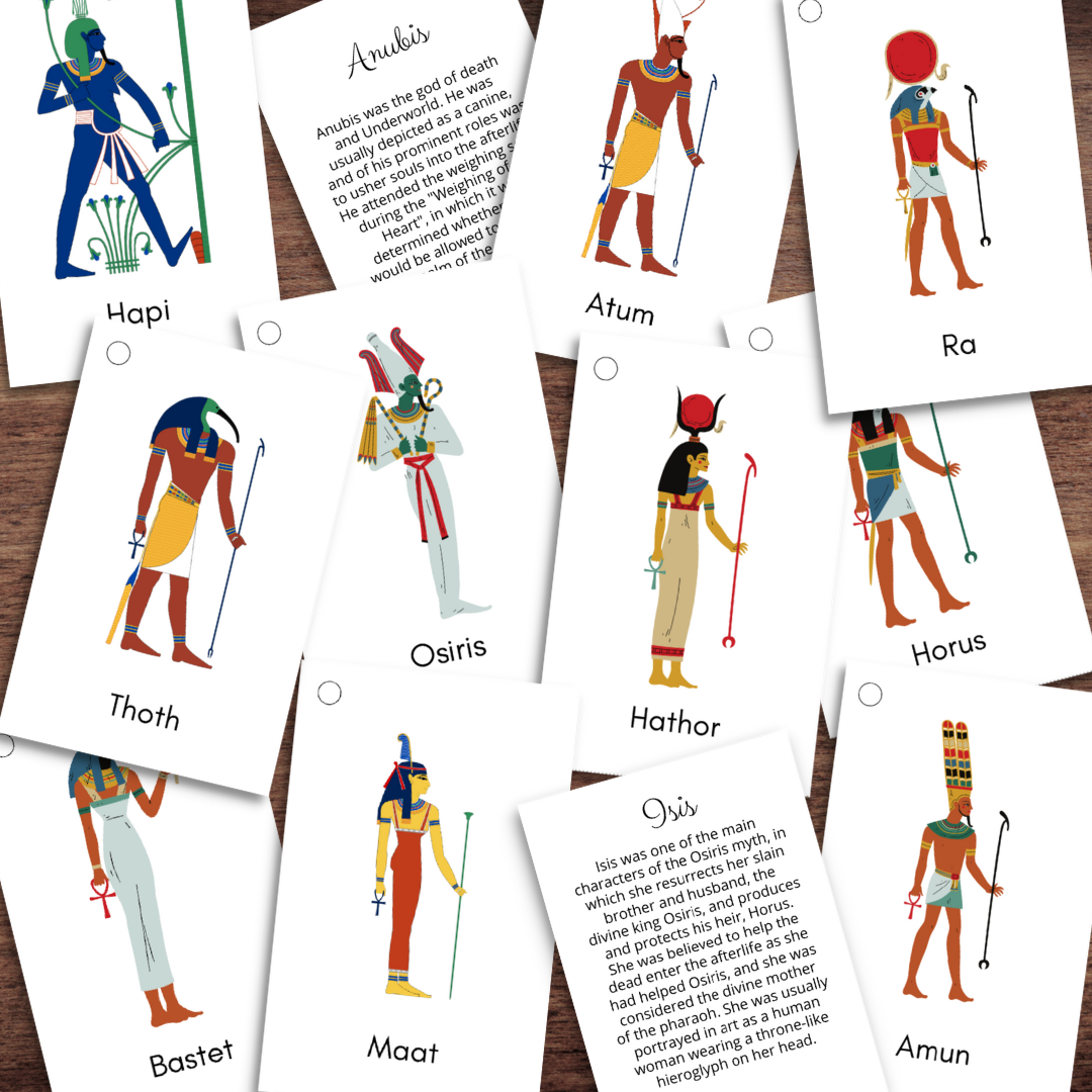 Ancient EGYPT Egyptian Gods Mythical Information Cards Flashcards Colo ...