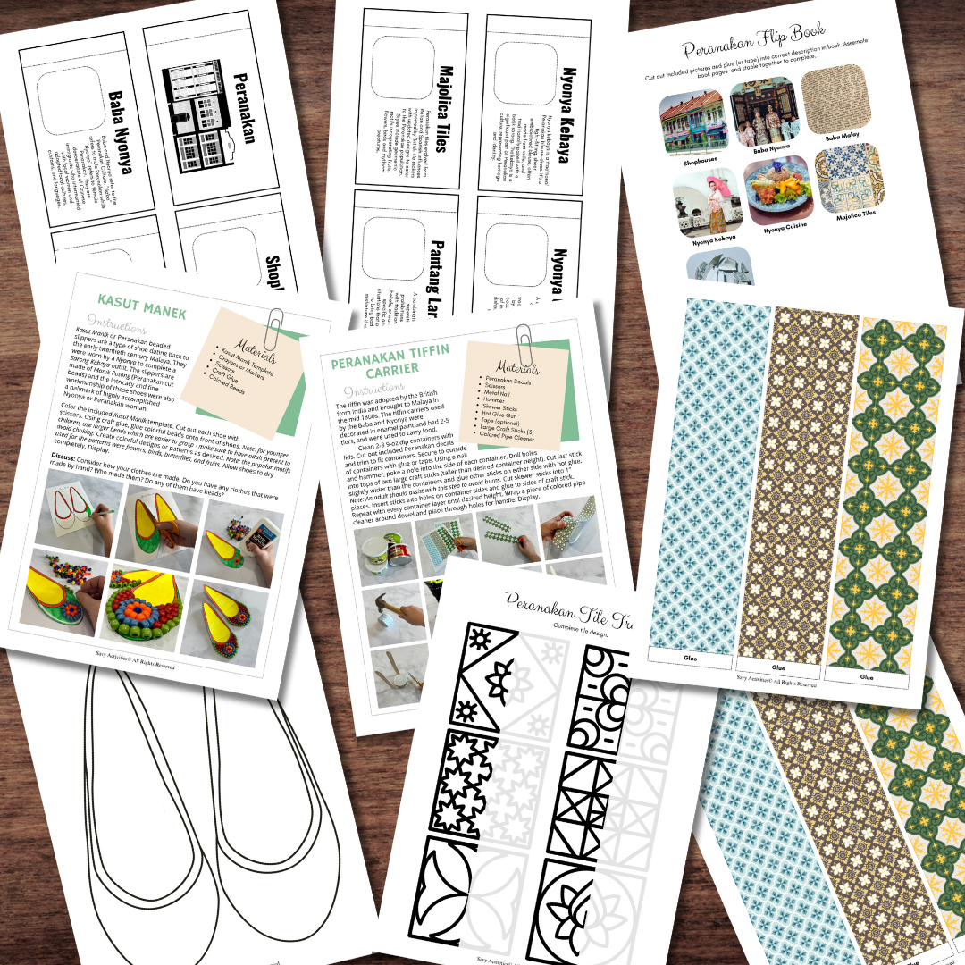 ASIA Peranakan Study Singapore Peoples Flip Book, Tiffin Container, Ka ...