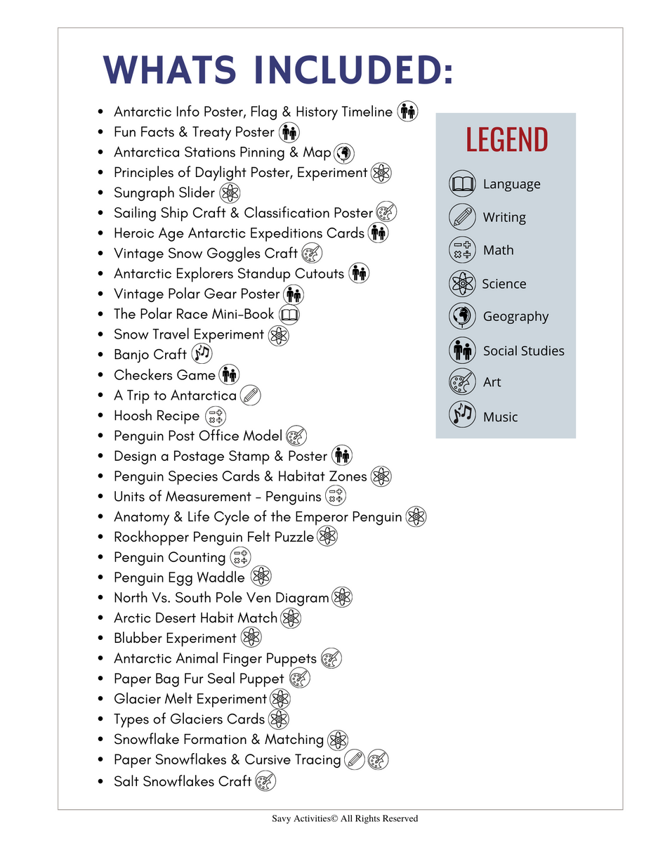 ANTARCTICA Activity Book | South Pole Continent Study: Expeditions, Se ...