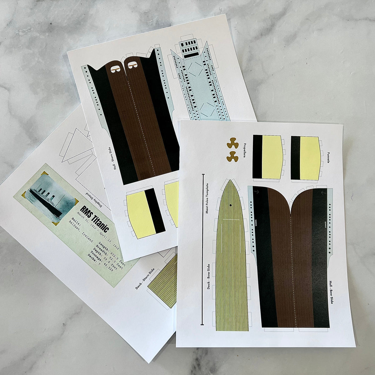 3D Paper Model of HMS TITANIC Ship w/Stand *Detailed* w/Instructions ...