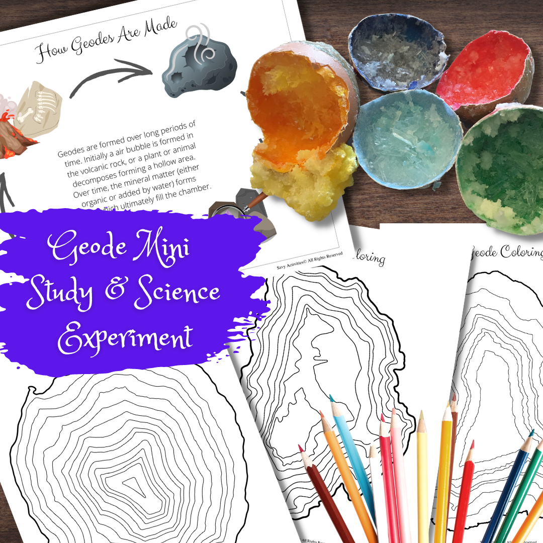GEODES Geode Poster, Science Experiment & Coloring Activity | Geology ...