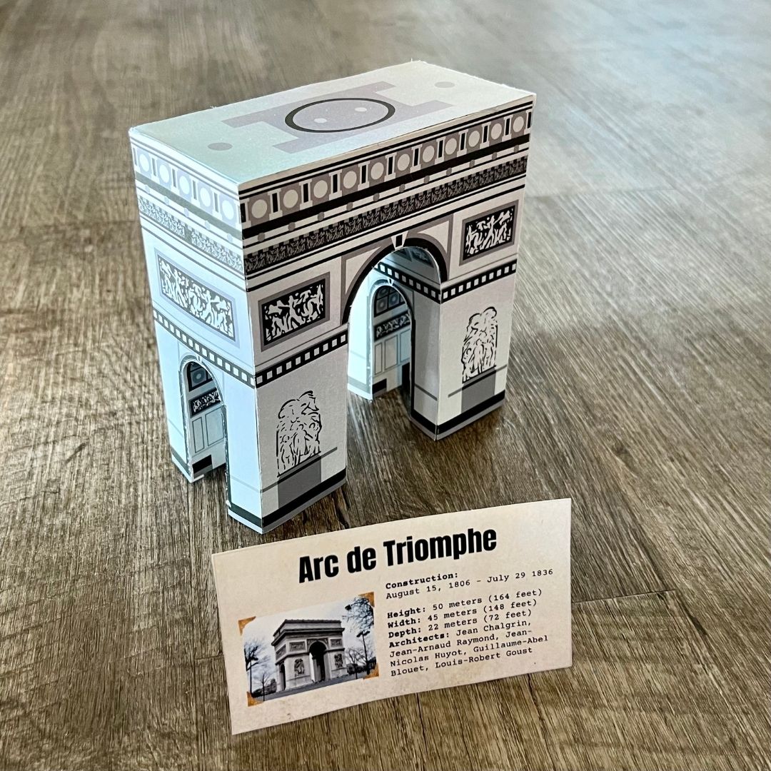 3D Paper Model FRANCE Paris ARC DE TRIOMPHE Landmark Diorama *Realisti ...