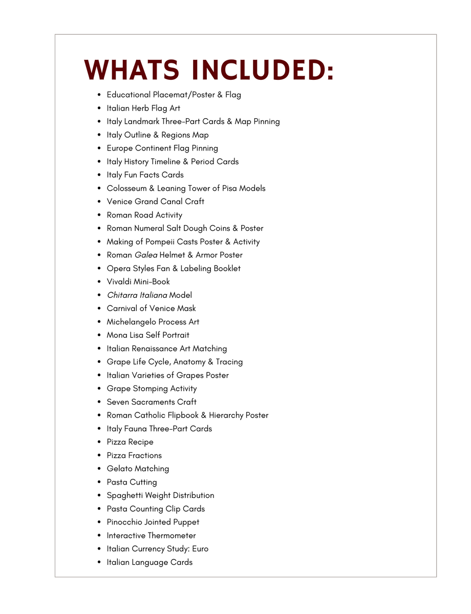 Italy Activity Book: Hands-on Europe Activities, Experiments, Models ...