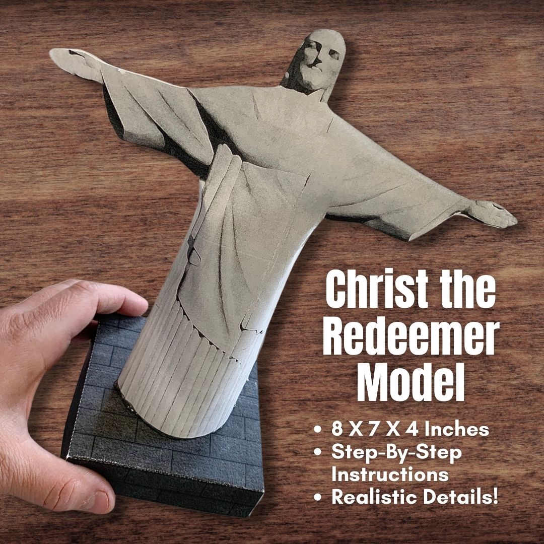 BRAZIL 3D Paper Model Christ the Redeemer Rio de Janeiro Statute w/Ins ...