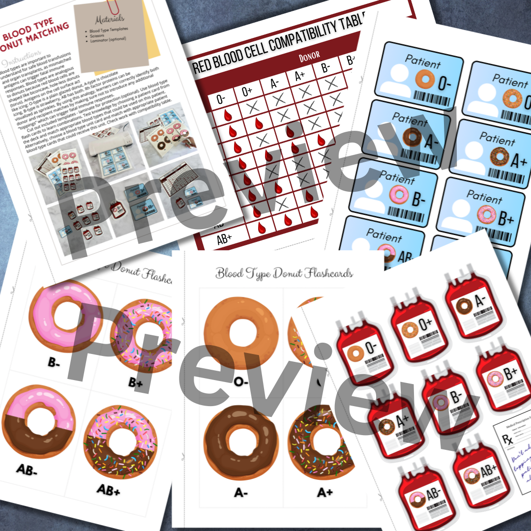 HEMATOLOGY Human Anatomy BLOOD TYPING Interactive Donut Analogy Learni ...