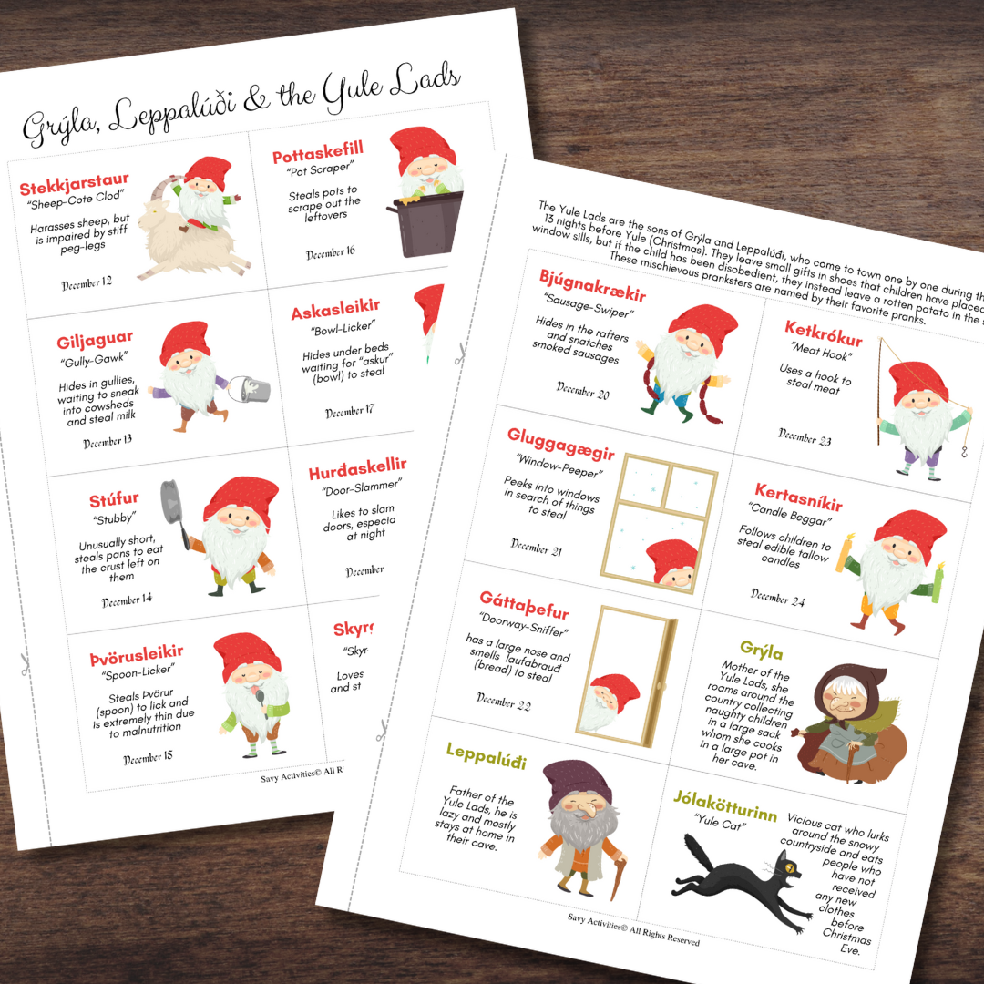 ICELAND Scandinavia YULE Lads, Grýla, Leppalúði & Jólakötturinn Illust ...