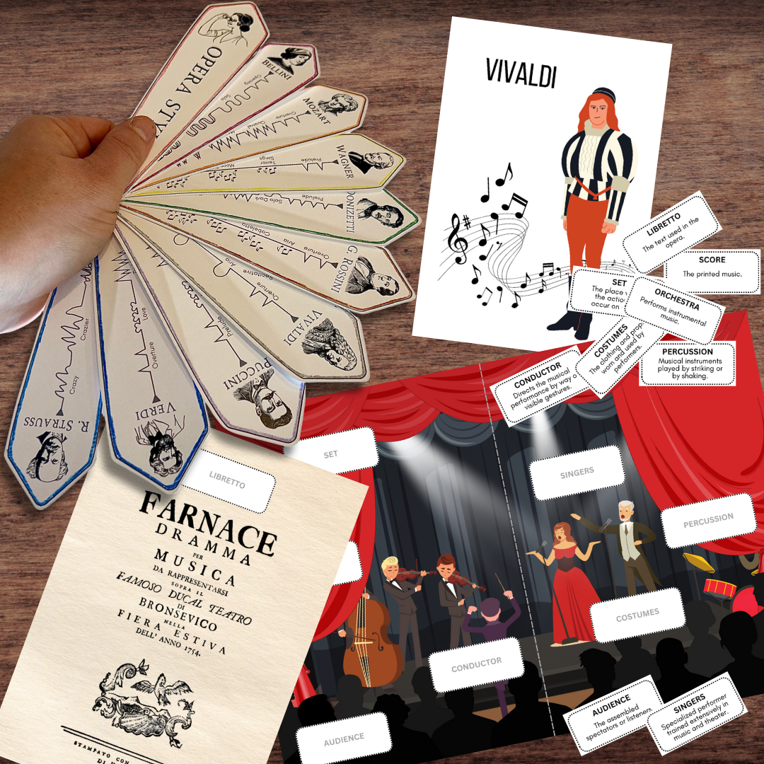 Italian OPERA Study w/Style Fan Libretto Matching & Vivaldi Mini-Book ...