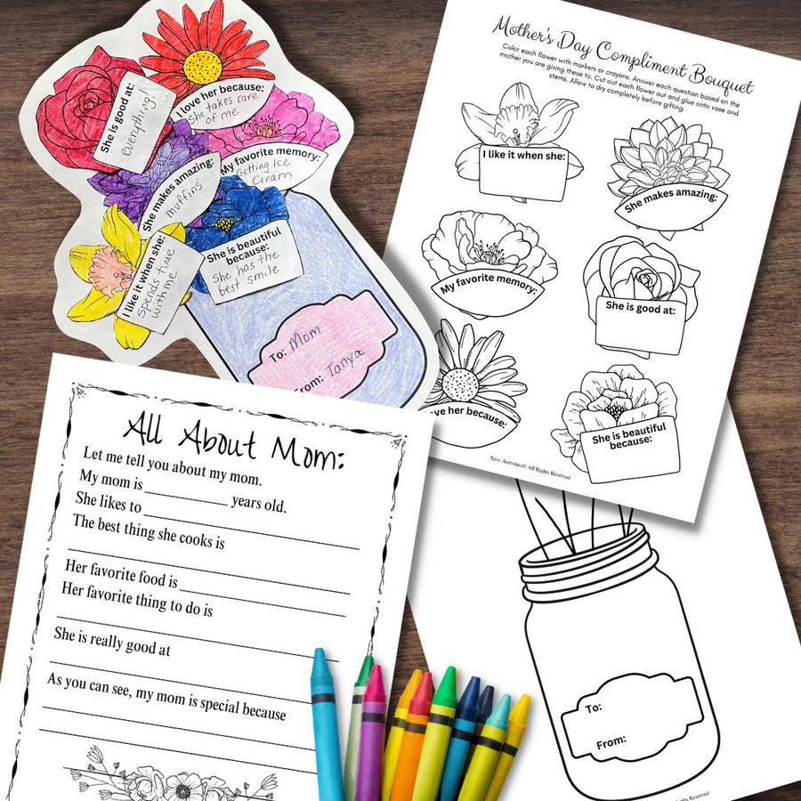 Mother's Day Compliment Bouquet Craft & All About Mom Keepsake – Savy ...