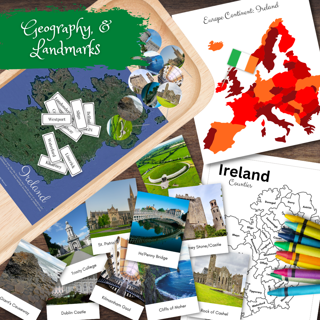 IRELAND Irish Geography Landmarks, Regions, Cities, Map Continent Stud ...