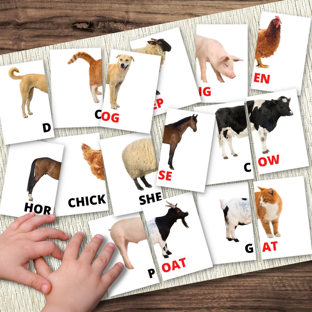 SPRING Farm Animal Syllable Match - Early Reading Montessori Inspired ...
