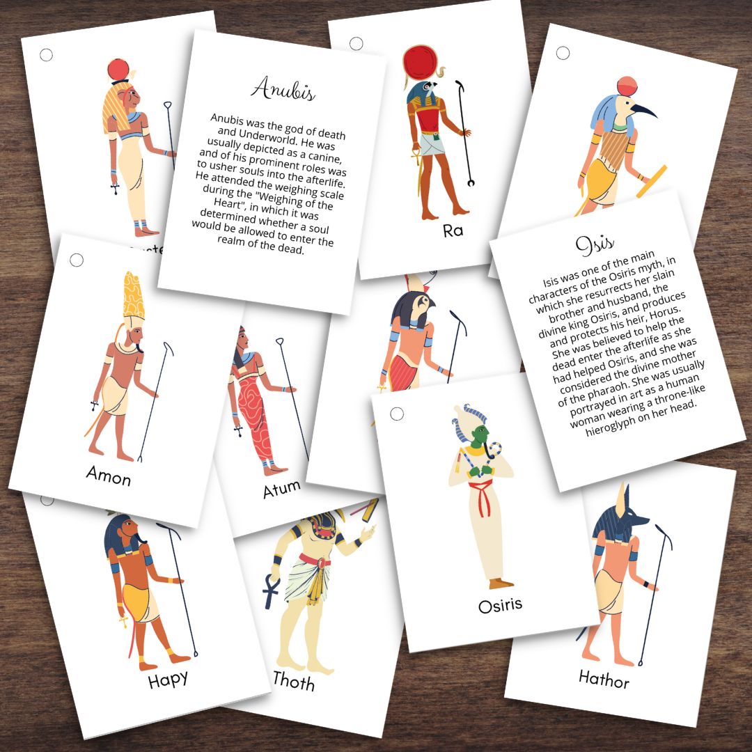 Ancient EGYPT Egyptian Gods Mythical Information Cards Flashcards Colo ...