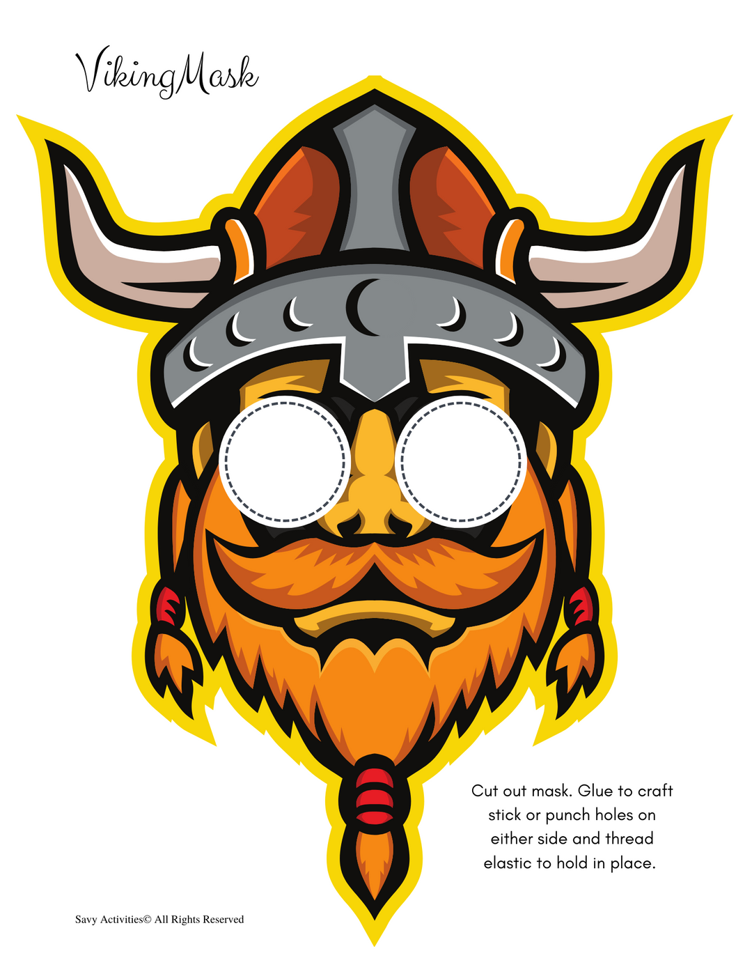 Viking Themed Counting Math Basic Addition/Subtraction Cards w/Mask ...