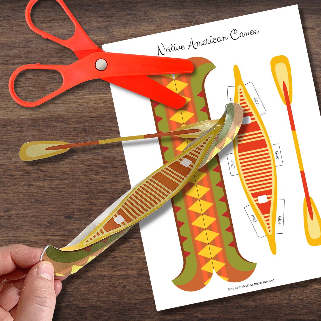 NATIVE AMERICAN Indian Canoe Printable Paper Model Color w/Instruction ...