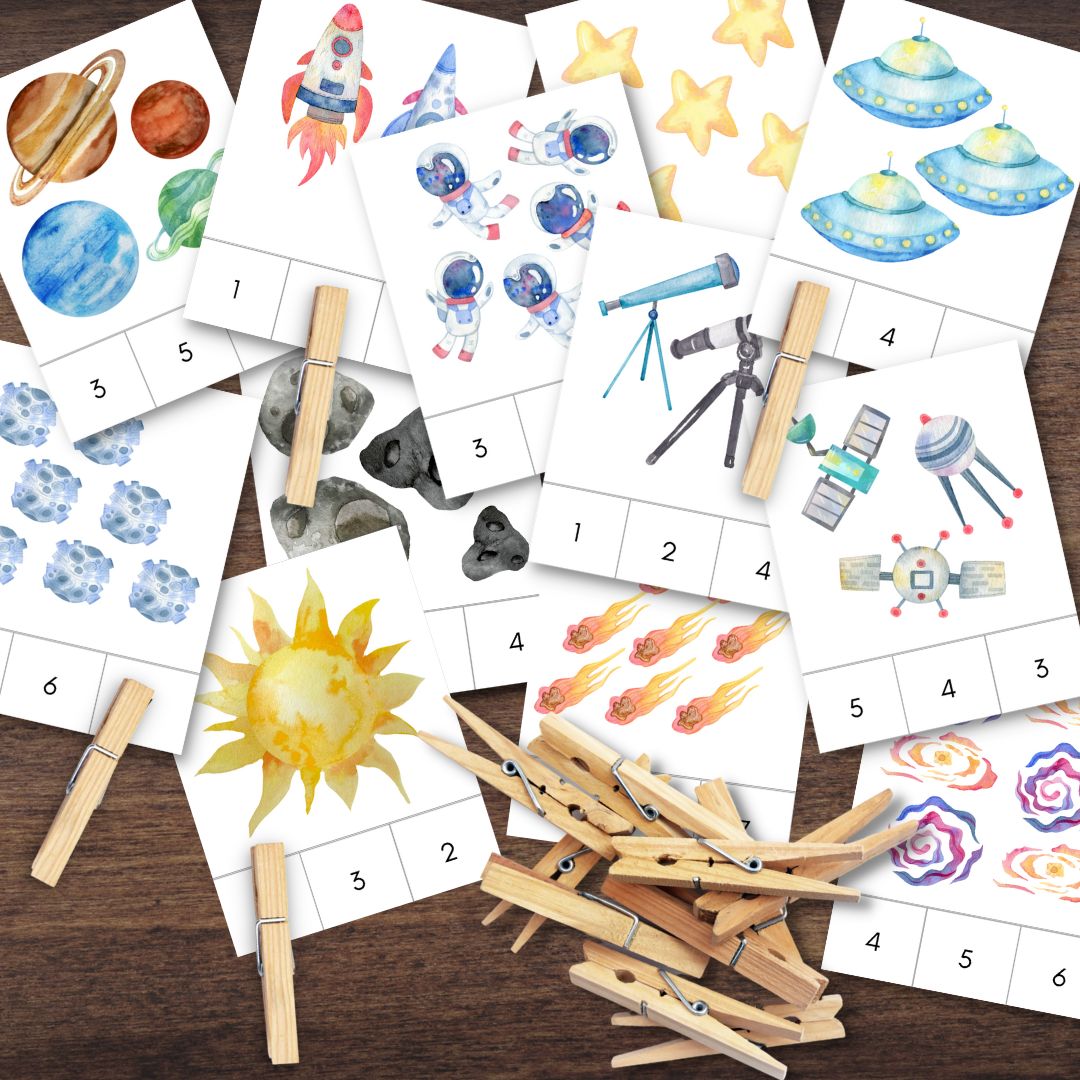 Montessori-Inspired SPACE Themed Counting Clip Cards Numbers – Savy ...