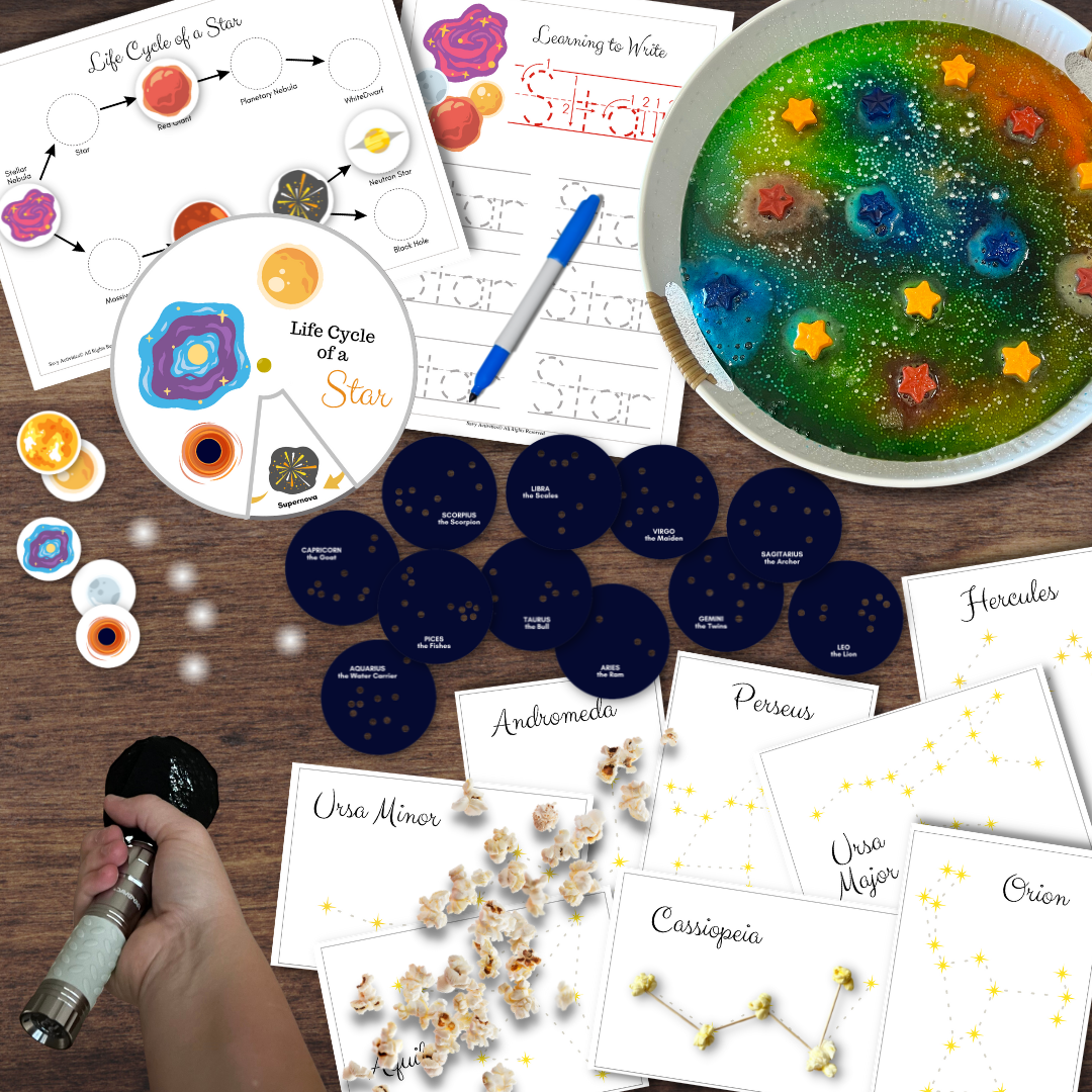 LIFE CYCLE of Stars, Star Science, Flashlight & Popcorn Constellations ...
